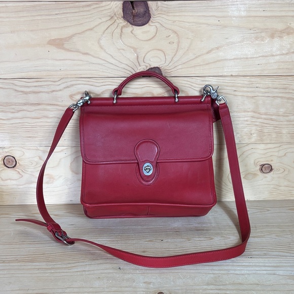 Coach | Bags | Coach Vintage Elegant Red Leather Willis Handbag Top ...